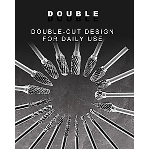 AKCIAON Carbide Burr Set 20PC Rotary Grinder Burr Bits,1/8" Shank Die Grinder Bits,Professional Tungsten Double Cutting Burrs Compatible with Dremel Carbide Bits for Metal Carving Grinding Engraving…