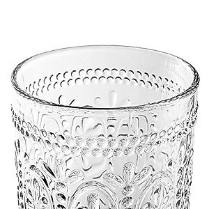 Bekith 6 Pack 12 oz Romantic Water Glasses, Premium Drinking Glasses Tumblers for Beverages, Beer, Refreshments, Vintage Glassware Set for Dinner Parties, Bars, Restaurants