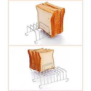 Cabilock 2pcs Stainless Steel Toast Slice Holder 8 Slot Toast and Bread Rack Serving Food Breakfast Stand Cooking Air Fryer Food Serving Dish 15.5X8.5X1.8CM,Silver,HYFLQ54ZA8G203ZEV515IQ