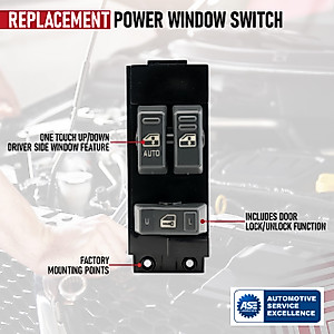 Master Power Window Switch, Gray - Driver Side Door - Compatible with Chevy Silverado and Sierra 1500, 2500, 2500 HD, 3500-1999, 2000, 2001, 2002 - Replaces 15047637