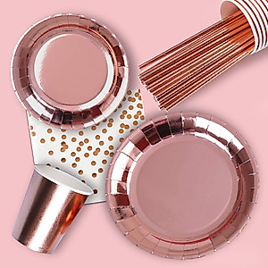 Rose Gold Party Decorations | Bachelorette Bridal Shower Engagement 21st Birthday Decorations | Rose Gold Party Decoration Rose Gold Party Supplies - Rose Gold Heart Balloons Paper Plates Napkins Cups