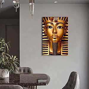 Ancient Egyptian Pharaoh Canvas Painting Poster Golden Tutankhamun Prints Mural Poster Home Bedroom Decoration Painting Canvas Painting Posters and Prints Wall Art Pictures for Living Room (Framed-style,16x24inch/40x60cm)