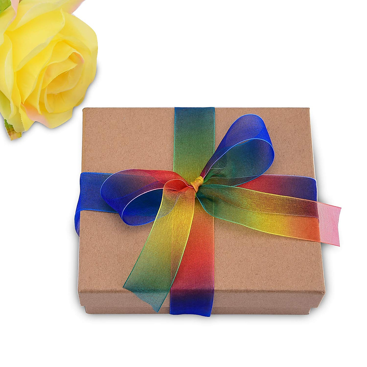 Livder Organza Ribbons Chiffon Ribbon, 60 Yard 1 Inch Width Shimmer Band for Gift Package Wrapping, Hair, Wedding, Party Decoration, Rainbow