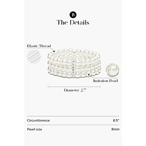 BABEYOND 1920s Flapper Imitation Pearl Bracelet Great Gatsby Pearl Bracelet Roaring 20s Accessories Jewelry Set (3layer)