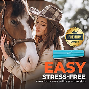 EquiGroomer Deshedding Brush, 8-Inch for Horses and Large Pets, Turquoise, Removes Loose Dirt, Hair, and Fur, Professional Undercoat Grooming Tool