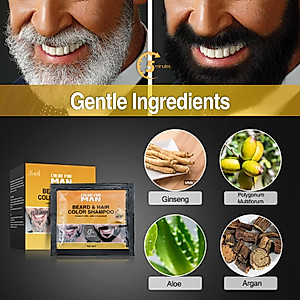 Black Beard Dye for Men - Instant Coloring, Darkening Sideburns, Mustache, and Facial Hair Grooming (10 Pack)