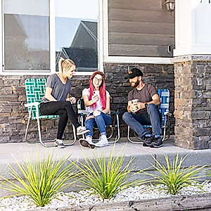 Lawn Chair USA - Outdoor Chairs for Camping, Sports and Beach. Chairs Made with Lightweight Aluminum Frames and UV-Resistant Webbing. Folds for Easy Storage (Classic, Green and White with White Arms)