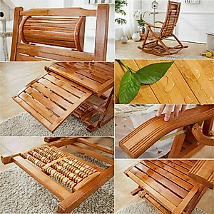 JHUS Bamboo Rocking Chair Lengthen Arm Chair Indoor Outdoor Balcony Relaxing Recliner Mikalo Chair Rocking Chair Rocker Chair Rocker Camp Chair Rocker Recliner Rocking Camp Chair Rocking Chairs