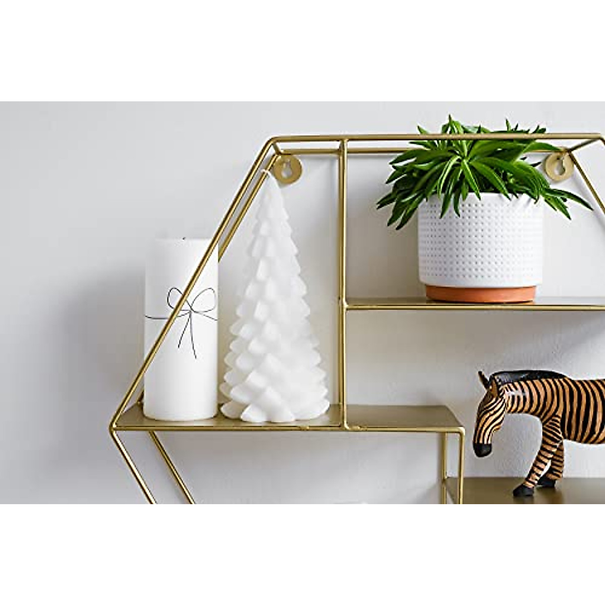 Gold Hexagon Wall Shelves, Extra Large Decorative Floating Shelf for Bathroom, Kitchen & Bedroom Wall Decor Shelfie, Glam Brass Geometric Wall Art, Metal Sconce Shelf, Boho Honeycomb Accent Display