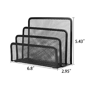Desk Mail Organizer wishacc Small File Holders Letter Organizer Metal Mesh Document/Filing/Folders/Paper Organizer for Desktop