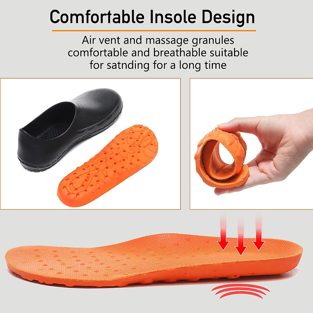 JSWEI Chef Shoes for Men Nonslip Water Proof Clogs Comfortable Shoes for Gardener Indoor and Outdoor for Kitchen Office Zapatos de Cocina para Hombres Black 11.5