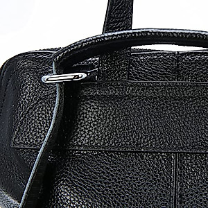 HESHE Leather Backpack Designer Purse for Women Fashion Ladies Travel College Shoulder Bag (Black-Top Grain Leather-T014)