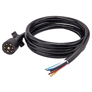7 Pin Trailer Wiring Harness Plug, 7 Way Plug Inline Trailer Cord, 7 pin Trailer Extension, 8 Feet,Designed for RV Trailer, Truck and Camper