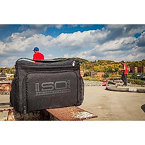 Isolator Fitness 6 Meal ISOCUBE Meal Prep Management Insulated Lunch Bag Cooler with 12 Stackable Meal Prep Containers, 3 ISOBRICKS, and Shoulder Strap - MADE IN USA (Blackout)