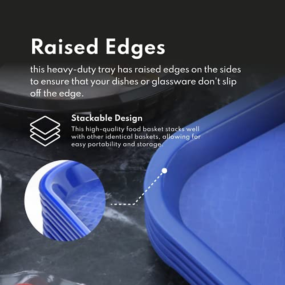 New Star Foodservice 24722 Blue Plastic Fast Food Tray, 14 by 18 Inch, Set of 12