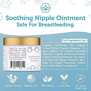 Era Organics Soothing Nipple Butter Breastfeeding Cream - Calming and Moisturizing for Chapped, Sensitive Skin - USDA Organic Nipple Cream For Breastfeeding - Baby Friendly Organic Nipple Balm