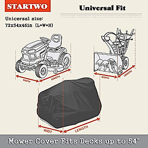 STARTWO Lawn Mower Cover, Tractor Cover Fits Decks up to 54", Heavy Duty Waterproof Riding Lawn Mower Cover with Drawstring and Storage Bag, All Weather Protection, Rip Resistant Fade Resistant,Gray