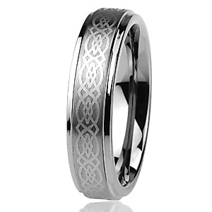 Prime Pristine Free Engraving Personalized Titanium Comfort Fit Wedding Band Ring 6mm Celtic Knot Design Ring-Size 13