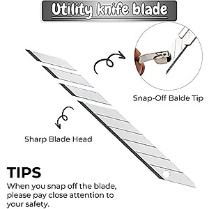 Gebildet 2pcs 9mm Utility Knife with 20pcs Replaceable Blades -Auto Vinyl Cutting Knife Tint Film Hand Tools