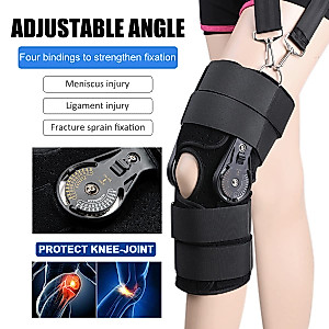 XJJY Adjustable Medical Knee Brace Postoperative Orthosis Knee Joint Support Ligament Sport Injury Orthopedic Splint After Surgery,Standard Style,Small