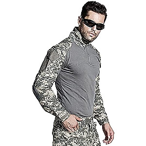 JSFOIRYROU Mens Tactical Military Suits Long Sleeve Waterproof Rip-Stop Uniforms Combat Shirt and Pants Elbow Knee Pads (Gray,XX-Large)