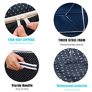 2-Pack Clothes Storage Container Set - Jmount 100L x 2 Closet Organizer Boxes With Steel Frame, Foldable Large Blanket Bins, Thick Oxford Fabric, Waterproof, Clear Window, Reinforced Handle, Zipper