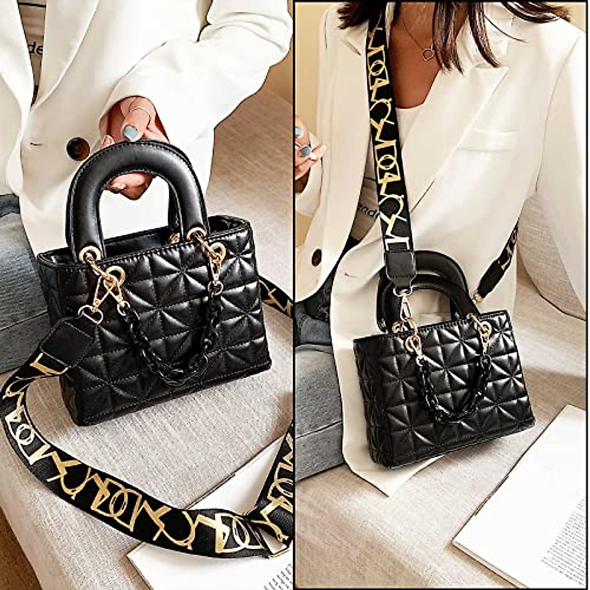 AyTotoro Purses and Handbags for Women Fashion Ladies PU Leather Top Handle Satchel Shoulder Tote Quilted Crossbody Bags (big black)