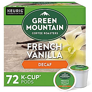 Green Mountain Coffee Roasters French Vanilla Decaf, Single-Serve Keurig K-Cup Pods, Flavored Light Roast Coffee, 72 Count