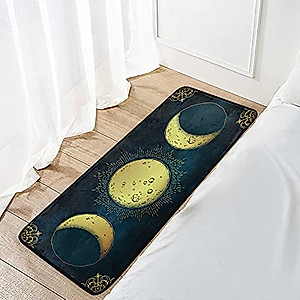 ALAZA Antique Style Moon Phases Area Rug 39 x 20 Inch, Non-Slip Floor Mat Washable Runner Rug for Kitchen Hallway Entryway Living Room Bedroom Dorm Home Decor