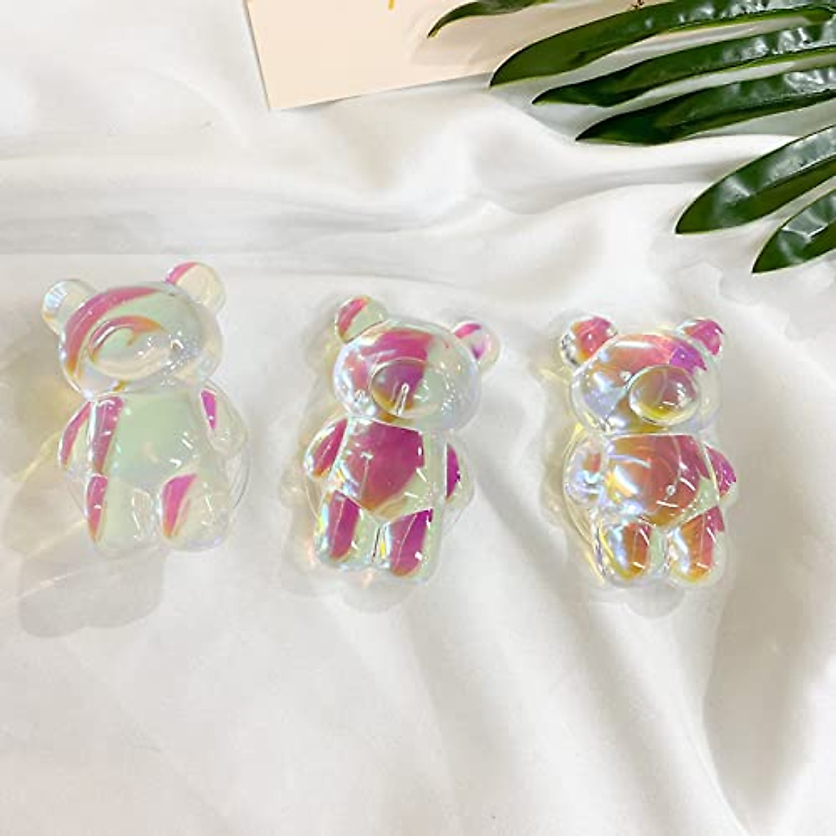 yxsian69g Mobile Phone Grip Holder Easy Installation Multi-Purpose Adorable 3D Laser Bear Phone Holder Mobile Grip Bracket Multicolor