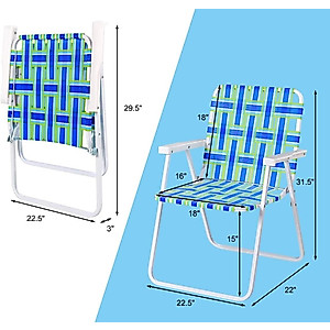HAPPYGRILL 4 Pack Folding Chairs Set Portable Lightweight Web Dining Chair for Patio Garden Beach Party