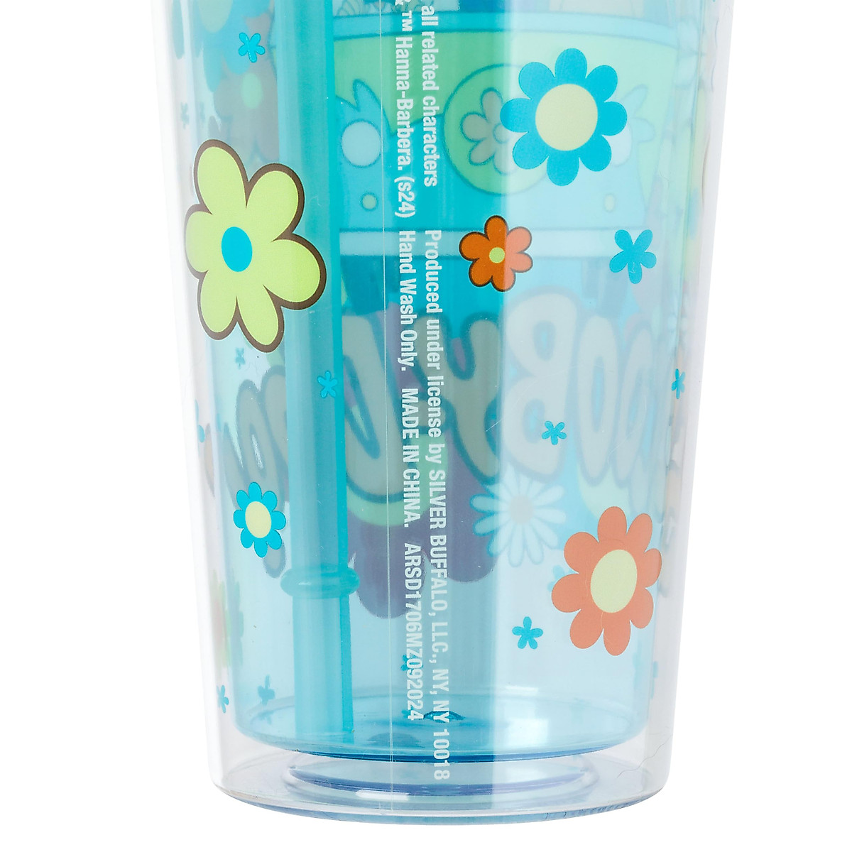 Silver Buffalo Scooby Doo Mystery Machine Featuring Shaggy, Velma, Daphne, and Fred Dome Glitter Top Travel Tumbler, 24 Ounces
