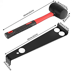 JAPCHET Laminate Wood Flooring Installation Kit with Fiberglass Handle Mallet, 12 Inches Pull Bar with 12 oz Double-Headed Rubber Mallet for Vinyl Plank Flooring