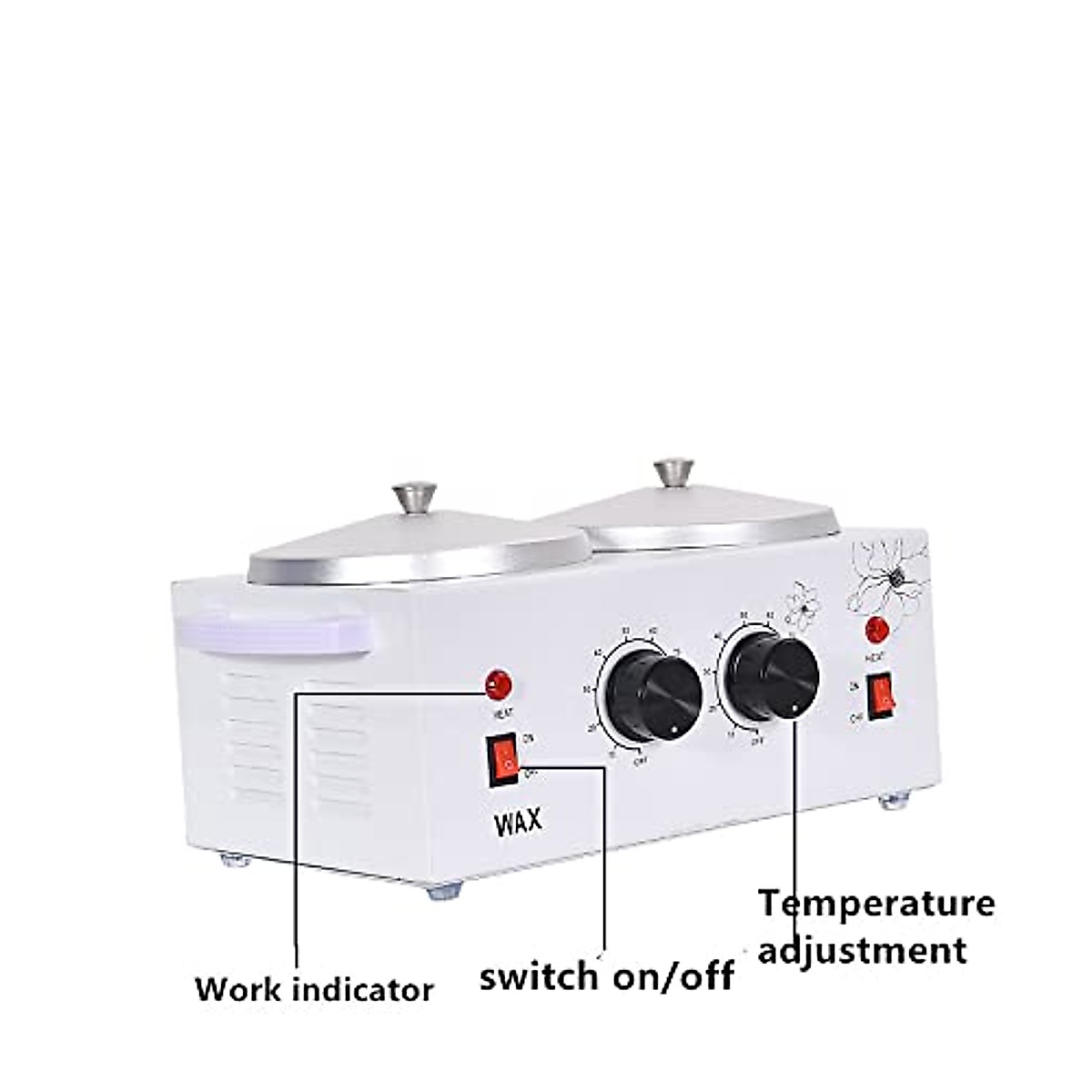 Double Wax Warmer, Professional Electric Wax Heater Machine Dual Paraffin Facial Skin SPA Equipment with Adjustable Temperature Set