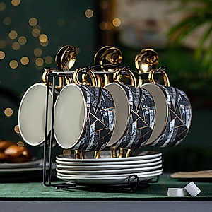 Utility Ceramic Coffee Tea Cups and Saucers Vintage Coffee Mugs Set of 6 Cappuccino Cup Tea Cup and Saucer Gift Sets 200ml Teapots