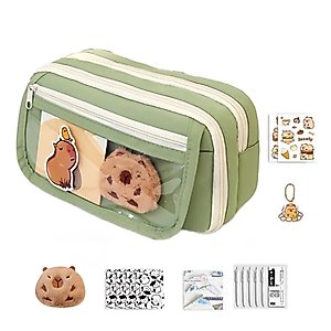 COPAMVR Pencil Case Large Capacity Pencil Pouch Aesthetic with Multi-Pieces Ultimate Organizer Kit: Spacious & Chic Pouch with Premium Assorted Essentials (Green-A set), PB9587
