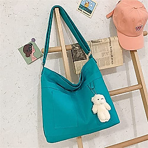 Fashion Large Size Canvas Shoulder Bag Hobo Crossbody Handbag Casual Tote for Women Girl (Green)