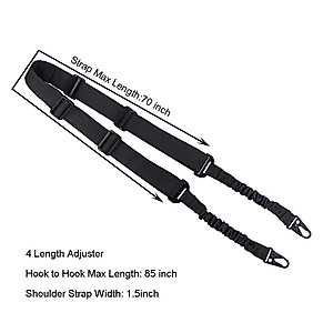 Depring 2 Points Rifle Sling Length Adjustable Traditional Gun Shoulder Strap with Metal Hook (Black)