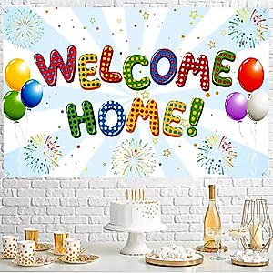 Labakita Welcome Home Backdrops for Housewarming Patriotic Military Decorations, From the Hospital / Welcome Home Sign, Family Party Supplies, Welcome Back Photo Props