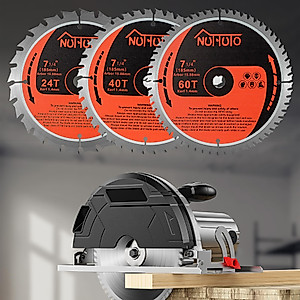 NUTTUTO 3 Pack 7-1/4 Inch 24T&40T&60T Circular Saw Blade, Saw Blade Arbor Size 5/8-inch, TCT ATB for Cutting Wood, Plastic, PVC, Acrylic, Aluminum