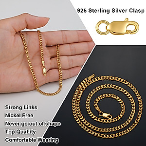 GLIVEOR Gold Chain for Men Women, 18K Gold Over Cuban Link Chain for Men 22 Inch Gold Chain for Men 3.5mm Diamond Cut Gold Chain Necklace for Men Gold Chains