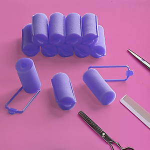 Amzpus 36 Pieces Foam Sponge Hair Rollers - Purple (2.8x0.98inch), Hair Styling Curlers for Hair
