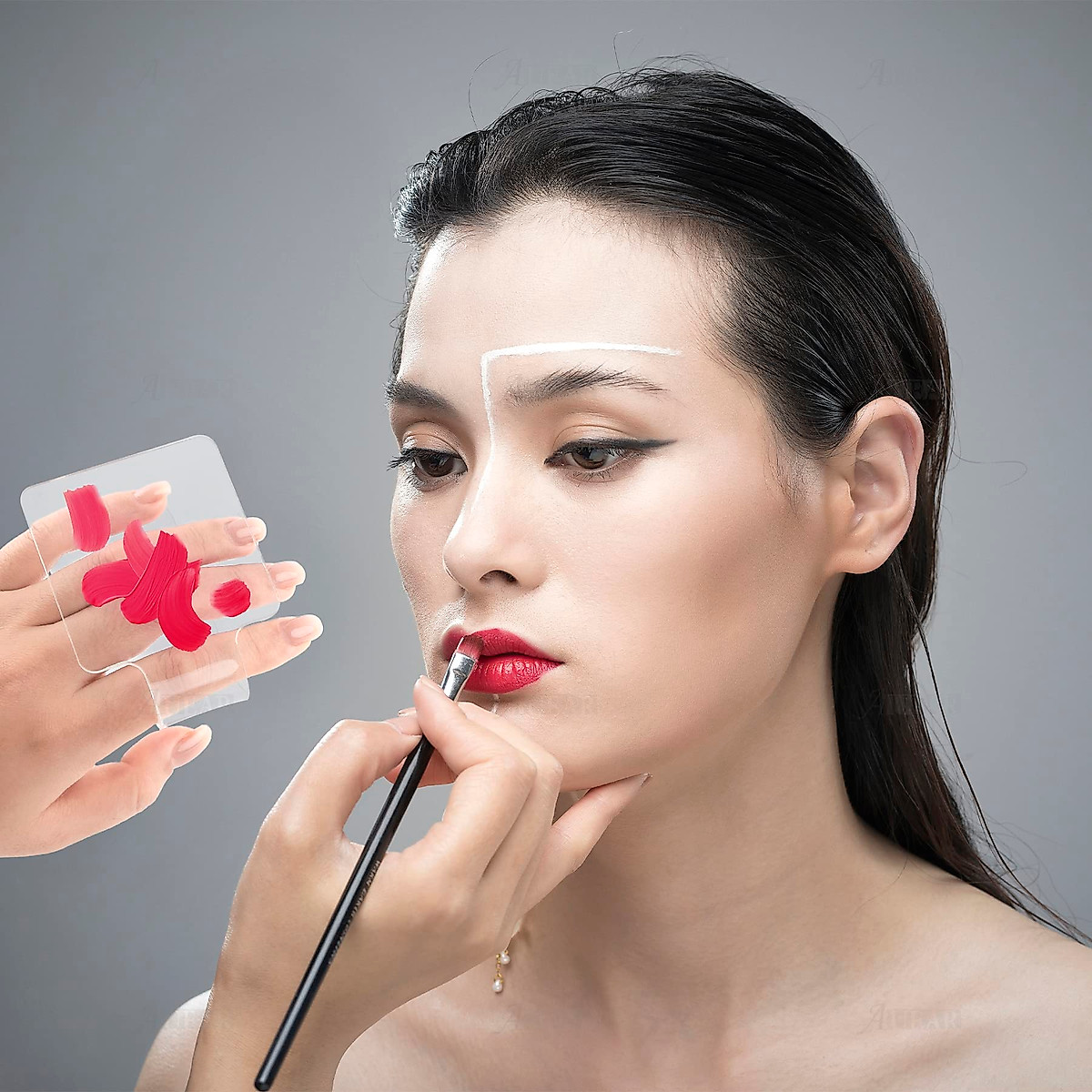 AUEAR, 3 Pack Professional Makeup Hand-held Palette Mixing Tray Clear Acrylic Nail Art Manicure or Foundation Eye Shadow Cremes Powders and Cosmetics