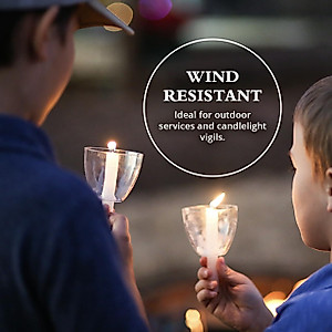 Concordia Supply Candles w/Candle Drip Protectors - 5.75" x 1/2" Candles w/Clear Plastic Shield for Wind & Drip Protection, Ideal for Candle Light, Memorial, & Congregational Services (Set of 100)