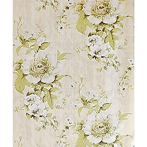 HDsticker Self Adhesive Vinyl Light Green Vintage Floral Shelf Liner Contact Paper for Kitchen Cabinets Dresser Drawer Table Furniture Walls Decor Removable 17.7x117 Inches
