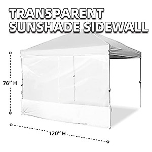 MordenApe Clear Sidewall for 10x10 Pop up Canopy - Straight Leg, Splicing Transparent Canopy Walls, Instant Canopy Tent Sunwall 10x6.3 Ft (White)