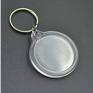 UPSTORE 25PCS 1.4inch Inner Diameter Round Clear Acrylic Blank Passport Photo Logo Image Inserts Split Keychain Keyrings Wallet Friendly Picture Snap-in Frame Key Ring for Women and Men