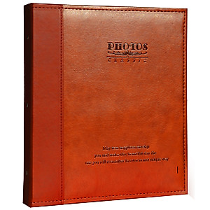 ZOVIEW Magnetic Self-Stick Page Photo Album, Family Album, Leather Cover, Hand Made DIY Albums Holds 3X5, 4X6, 5X7, 6X8,8X10 Photos A52035 (Red Brown, Large)