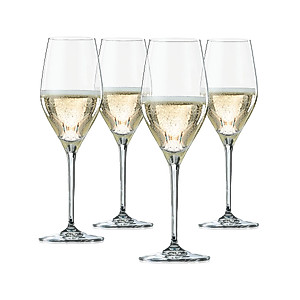 Spiegelau Prosecco Wine Glasses Set of 4 - European-Made Crystal, Classic Stemmed, Dishwasher Safe, Professional Quality Wine Glass Gift Set - 9.1 oz