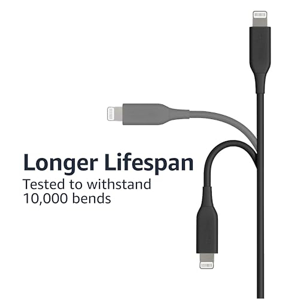 Amazon Basics USB-A to Lightning ABS Charger Cable, MFi Certified Charger for Apple iPhone 14 13 12 11 X Xs Pro, Pro Max, Plus, iPad, 6 Foot, Black